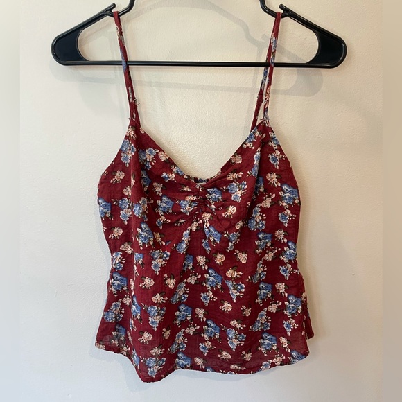 Blush | Tops | Blush Maroon Floral Tank Style Crop Top | Poshmark